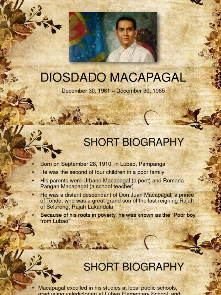 DIOSDADO MACAPAGAL PowerPoint | PDF | President Of The Philippines ...