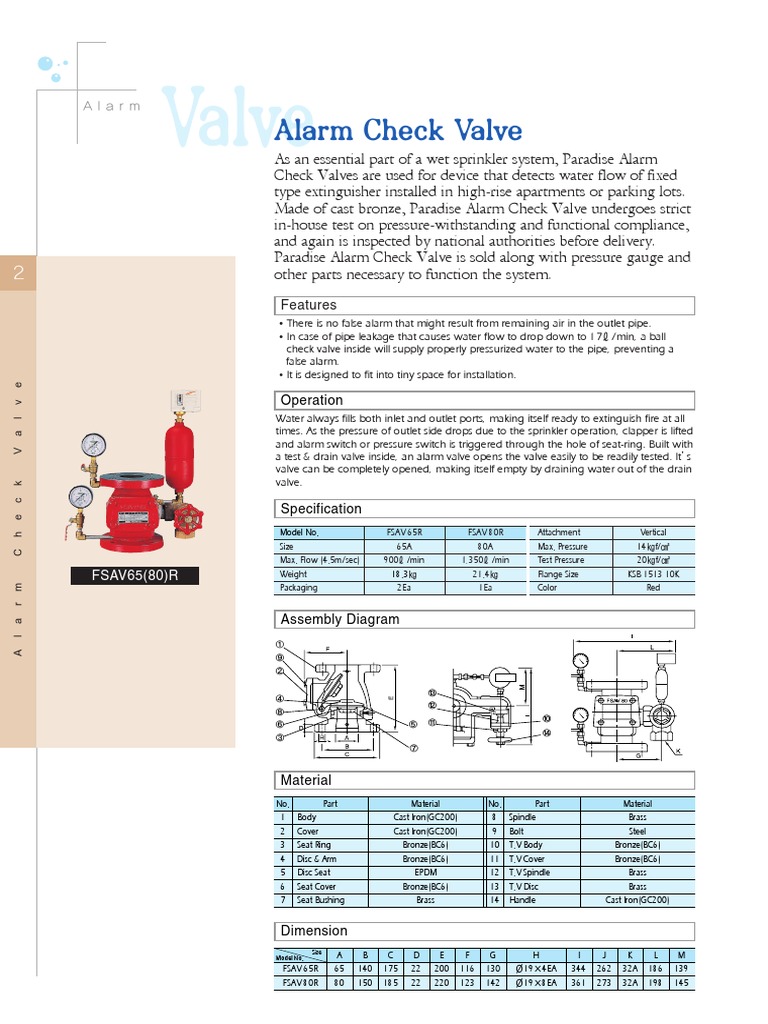 Alarm Check Valve Specifications and Installation Guide | PDF | Valve ...