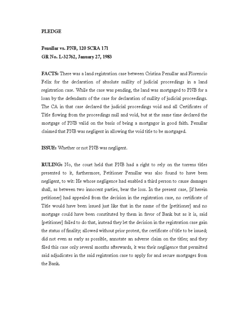 Pledge | PDF | Foreclosure | Mortgage Law