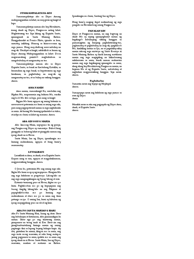 Tagalog Basic Prayers | PDF