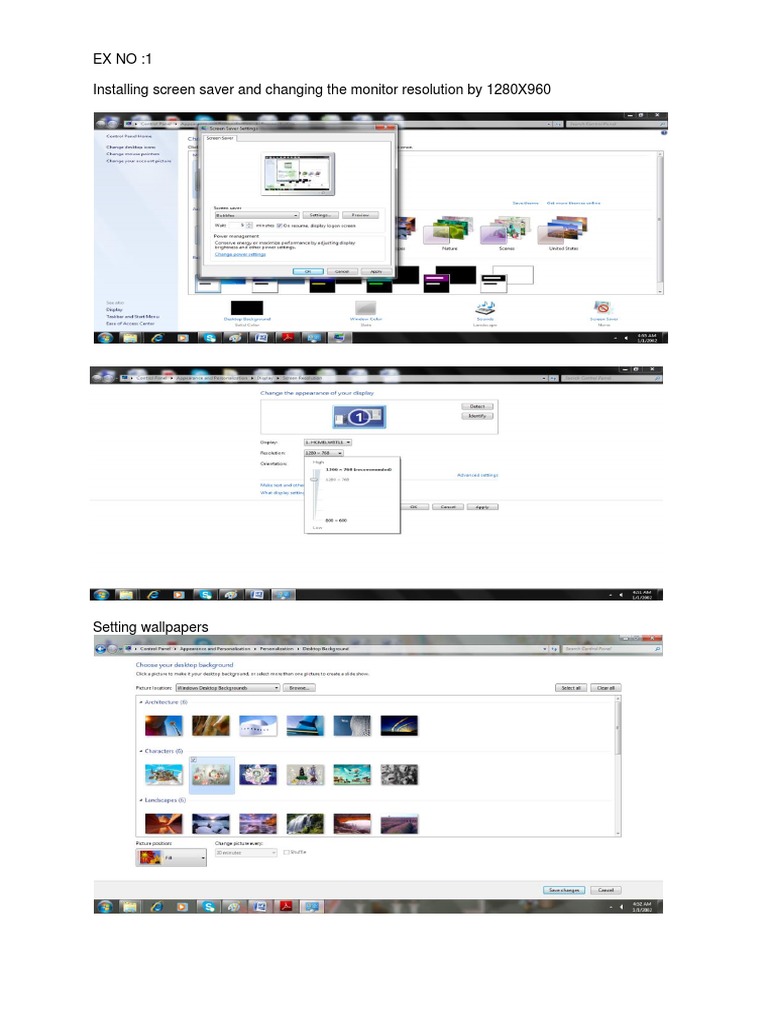 EXNO:1 Installing Screen Saver and Changing The Monitor Resolution by ...