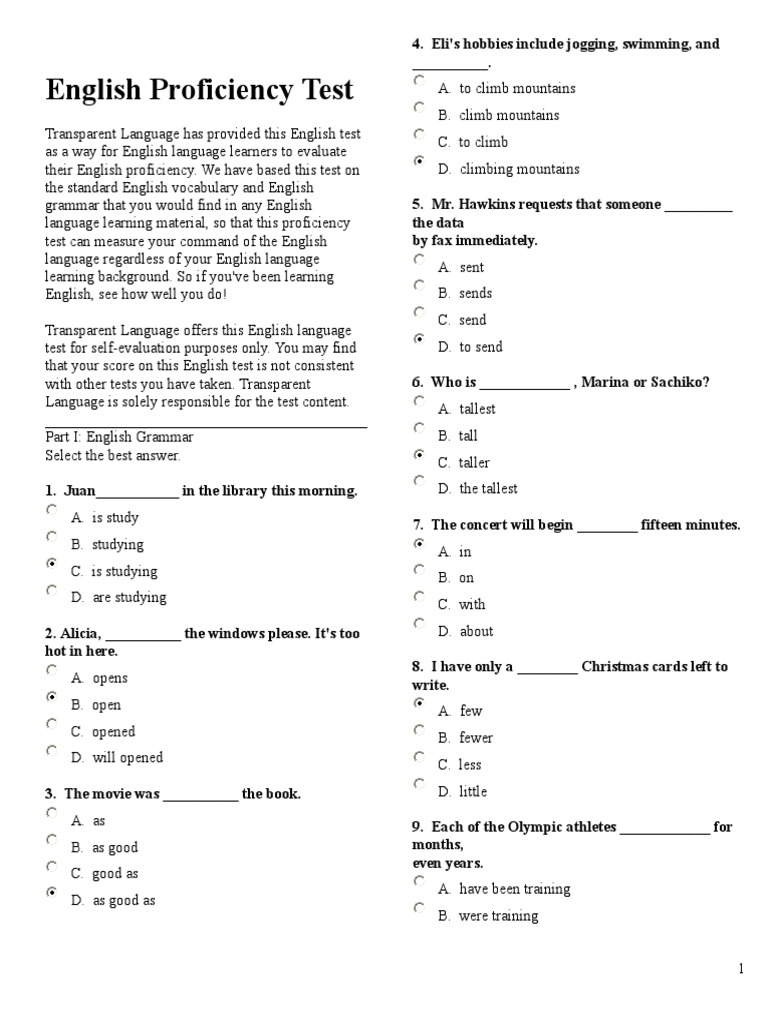 English Proficiency Test | PDF | Journalism | Communication