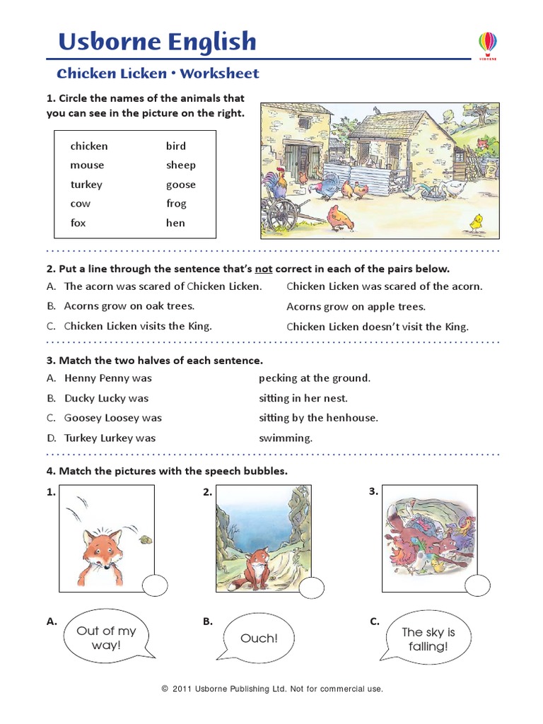 Chicken Licken Worksheet | PDF