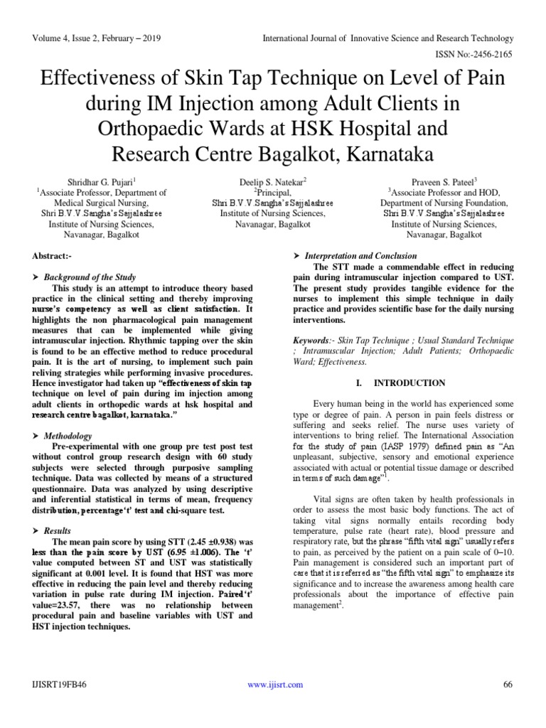 Effectiveness of Skin Tap Technique On Level of Pain During IM ...
