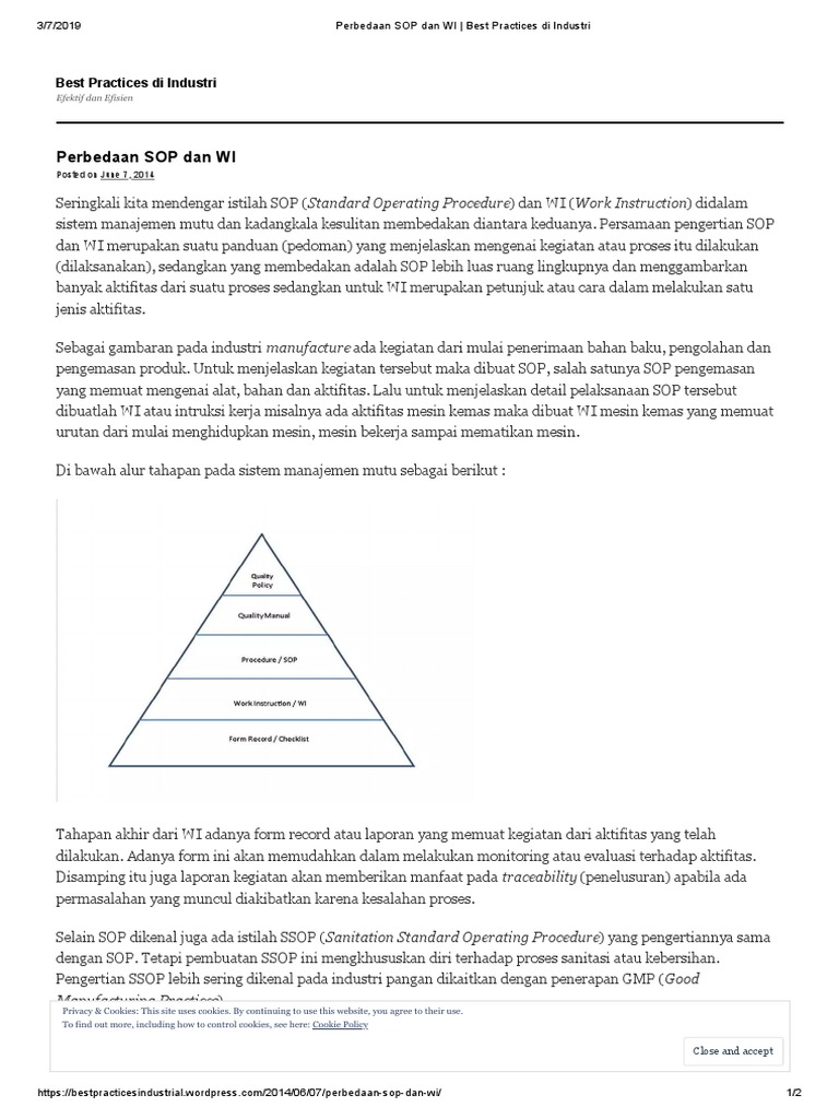 Perbedaan SOP Dan WI - Best Practices Di Industri | PDF