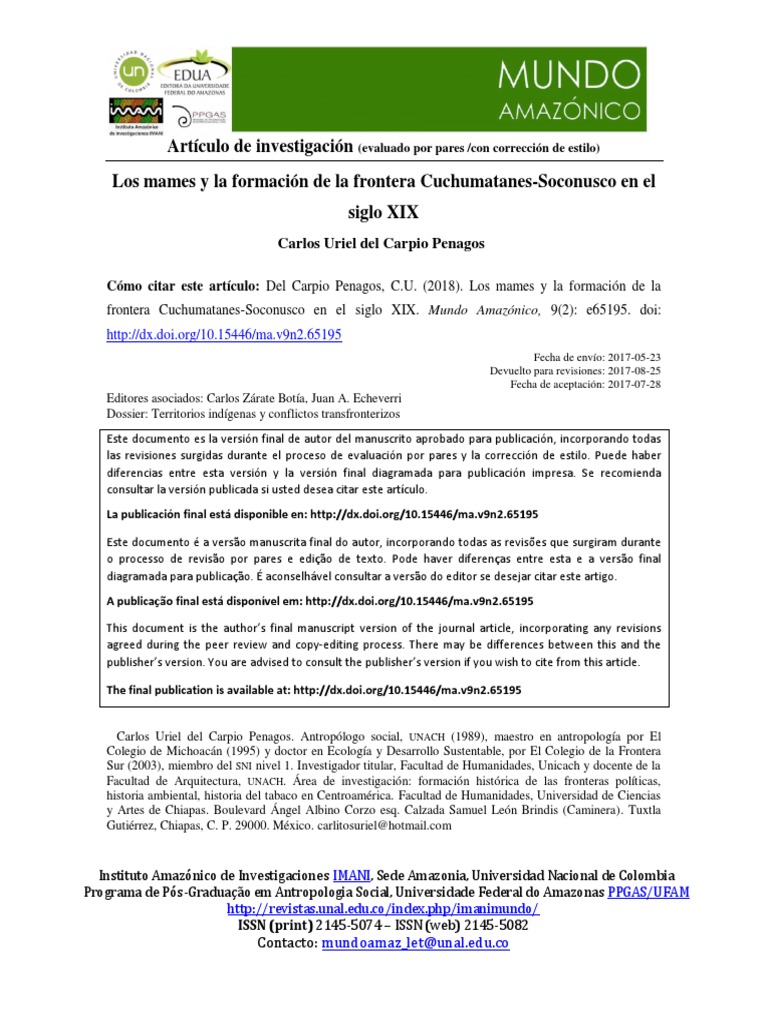 Mames y Formacion de La Frontera Chuchumatanes Soconusco Siglo 19 | PDF | Guatemala | Chiapas