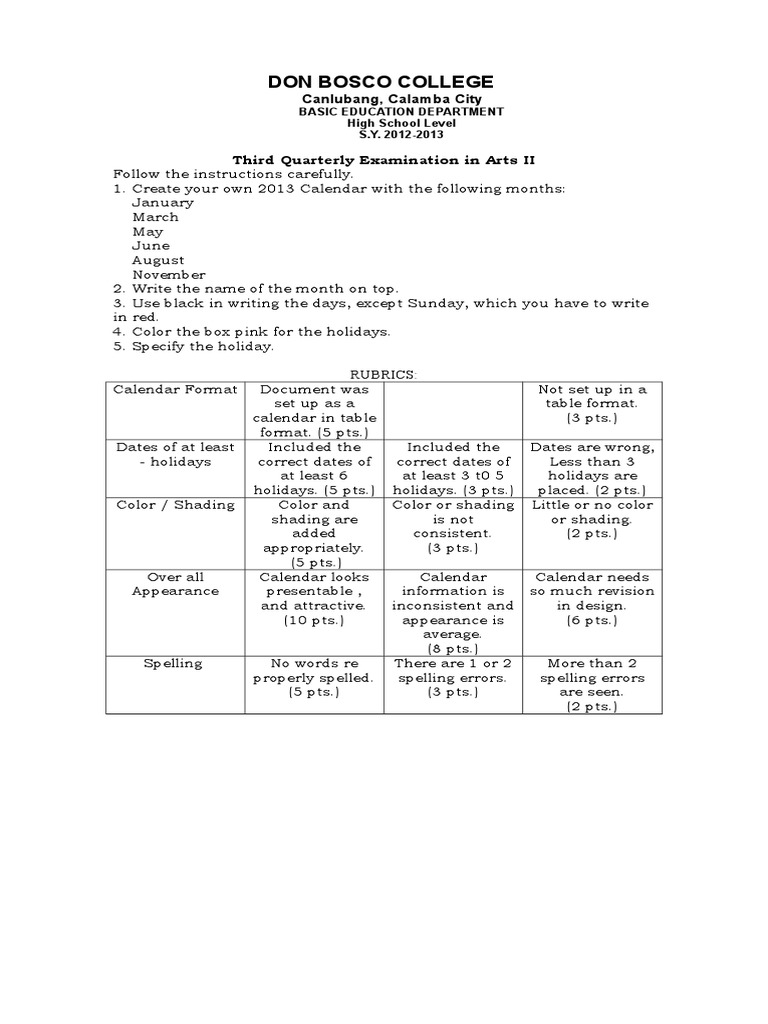 Don Bosco College: Canlubang, Calamba City | PDF
