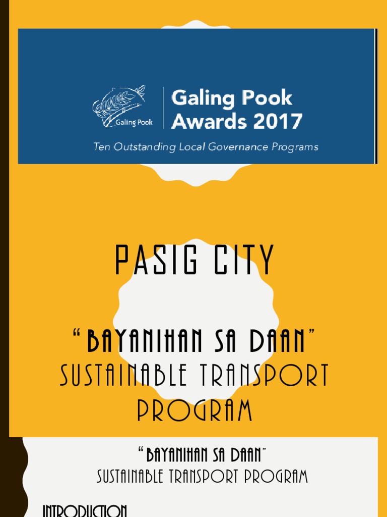Pasig City Bayanihan Sa Daan Sustainable Transport Program | PDF ...