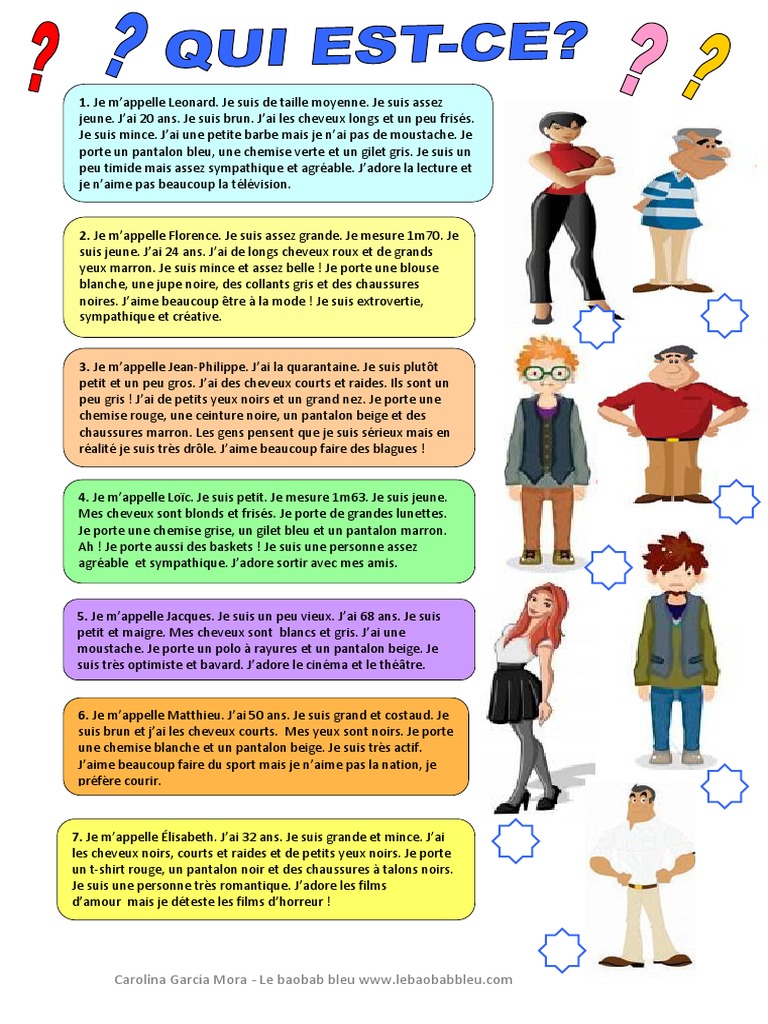 Exercices Description Physique Et Vêtements | PDF | Apparance humaine ...