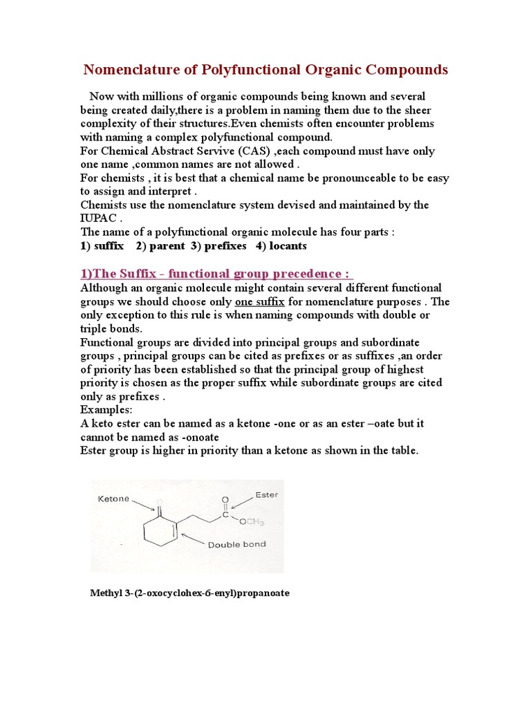 Nomenclature of Polyfunctional Organic Compounds | PDF | Functional ...