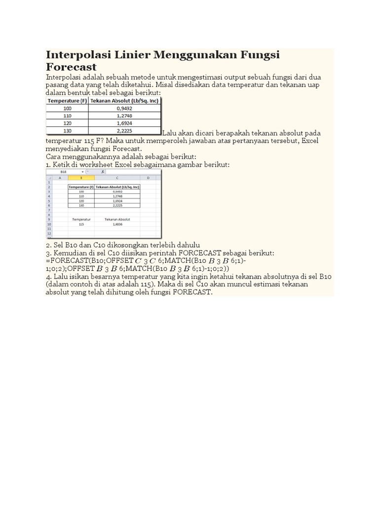 Interpolasi Linier Menggunakan Fungsi Forecast | PDF