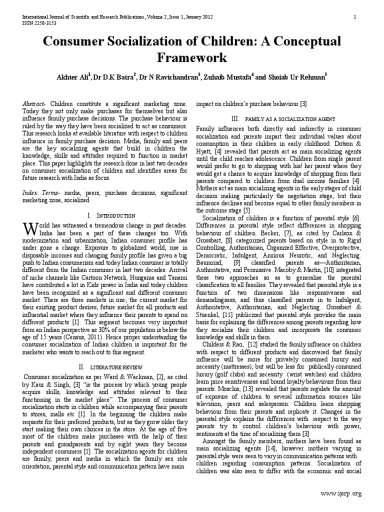 Consumer Socialization of Children: A Conceptual Framework | PDF ...