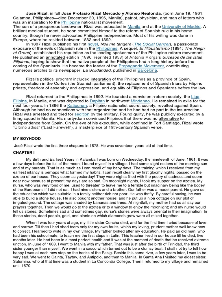 José Rizal | Creative Nonfiction | Non Fiction