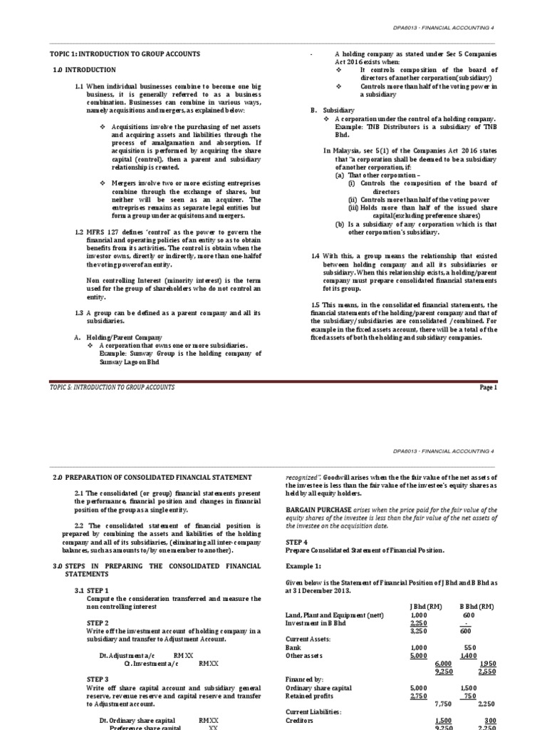 Group Accounting and Consolidation Guide | PDF | Subsidiary | Balance Sheet