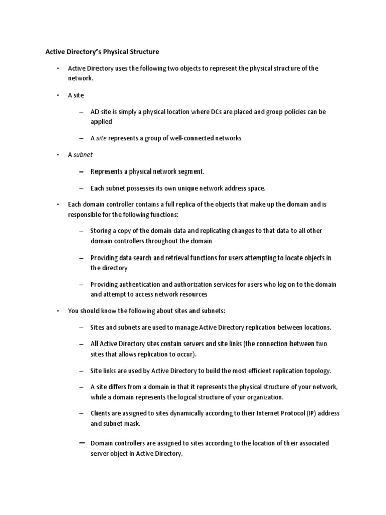 Active Directory's Physical Structure | Download Free PDF | Active ...