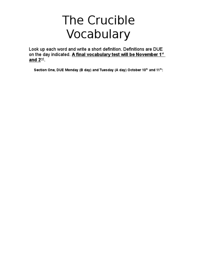 The Crucible Vocabulary | PDF | Young Adult