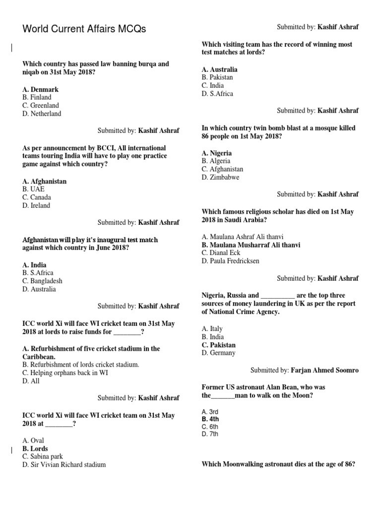 World Current Affairs Mcqs Pdf United Arab Emirates Pakistan