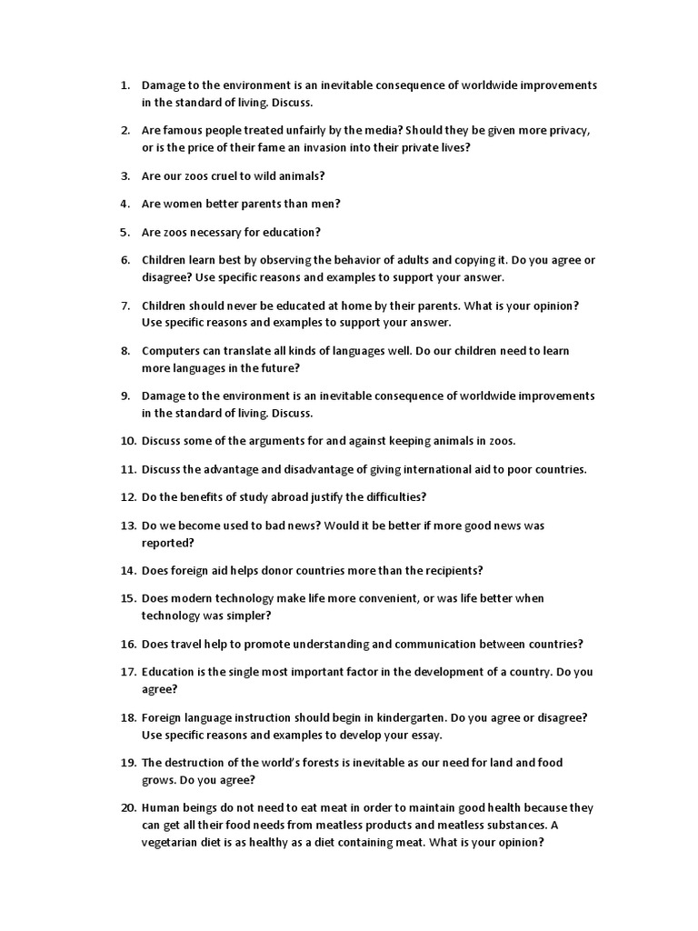 B2 Essay Topics | Download Free PDF | Car | Telecommuting