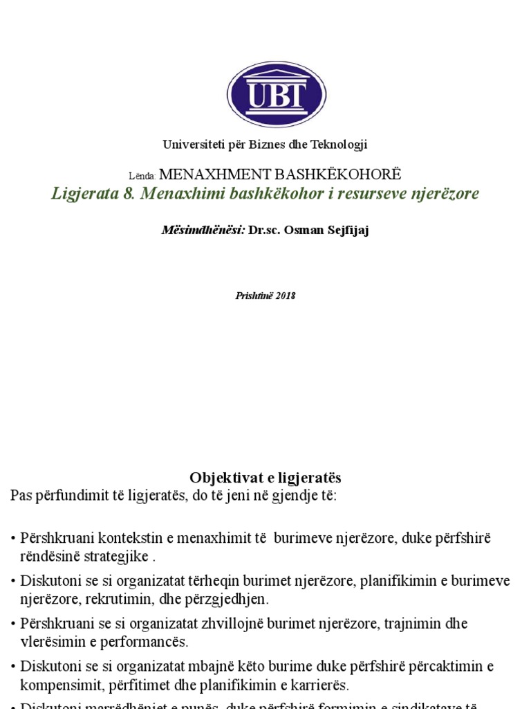 Ligjerata 8. Menaxhimi Bashkëkohor I Resurseve Njerëzore PDF | PDF