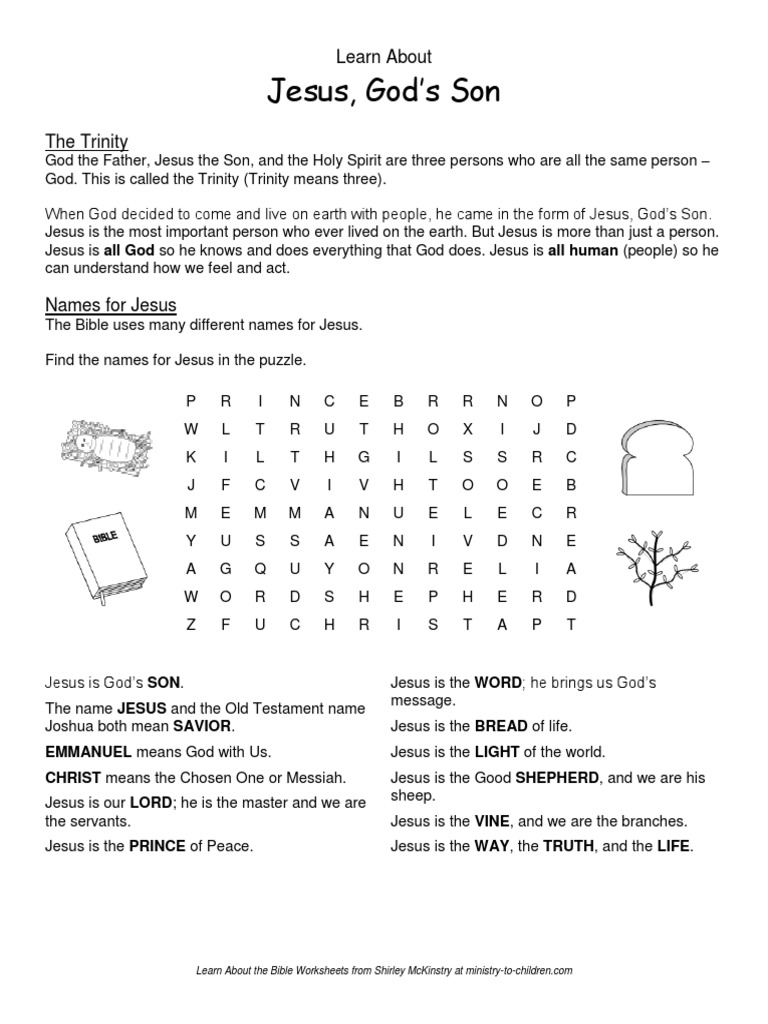 Jesus Worksheet - 4th Grade (Couples) | PDF | Trinity | Gospel Of Luke