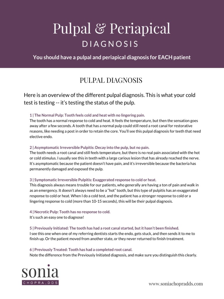 Pulpal Periapical Diagnosis | PDF | Dentistry Branches | Dentistry