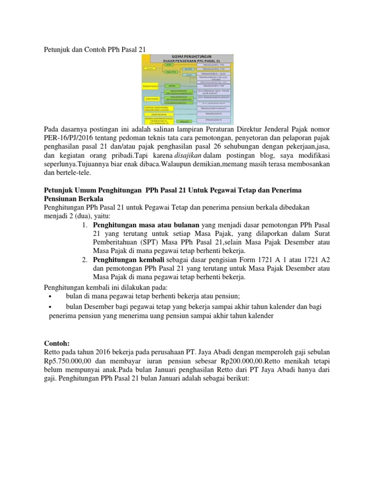 Petunjuk Dan Contoh PPH Pasal 21 | PDF