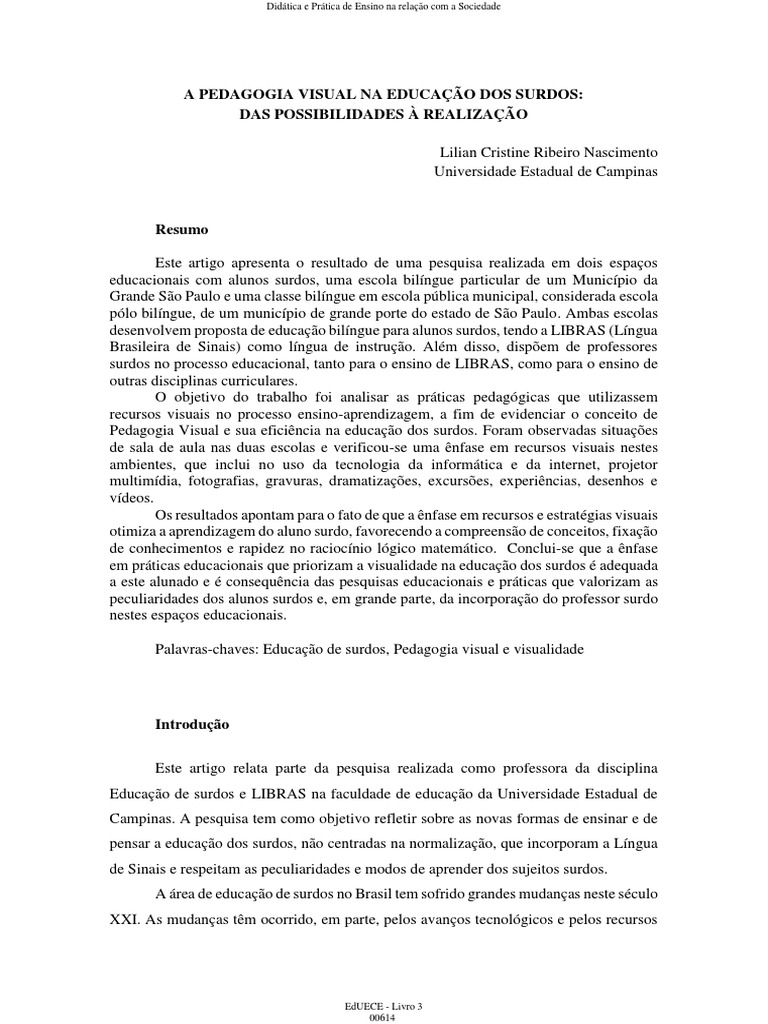 A importância da pedagogia visual na educação de surdos: um estudo de ...