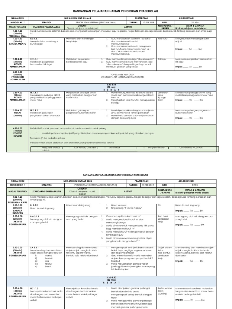RPH PRA M7 - Sekolah Saya | PDF