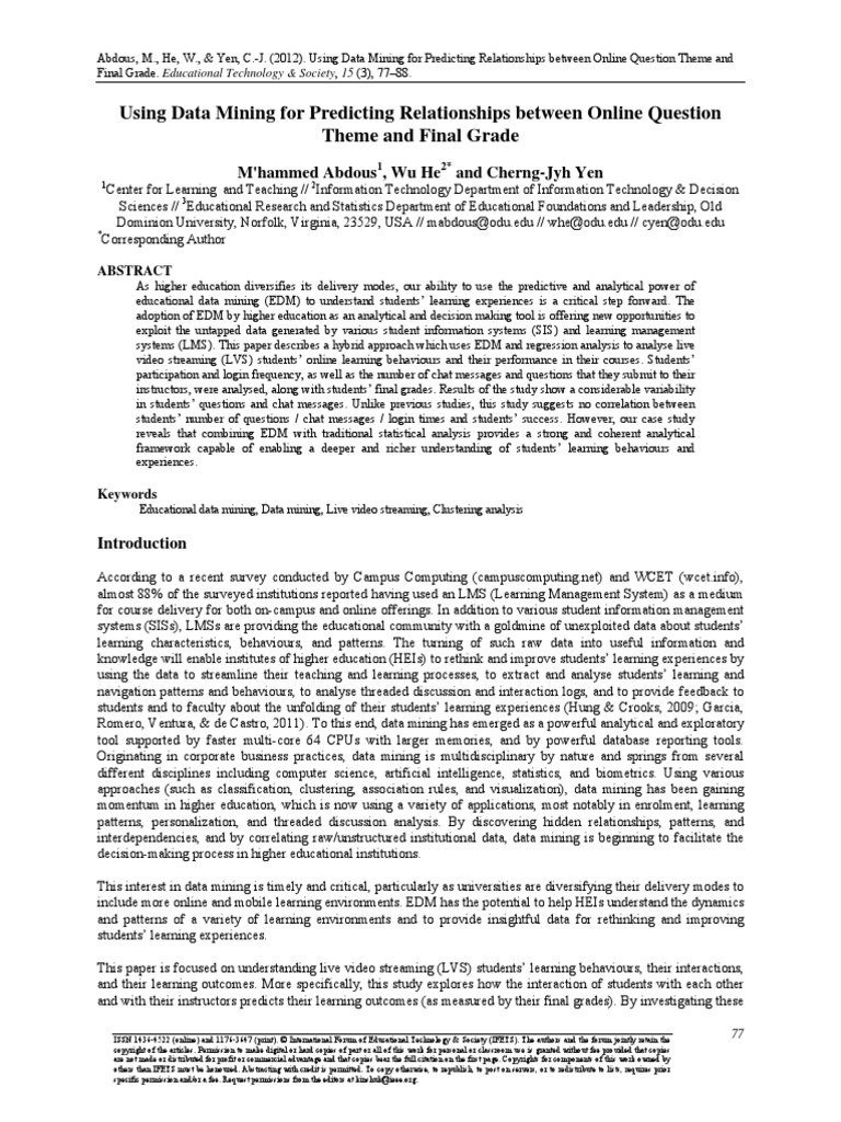 Using Data Mining For Predicting Relationships Between Online Question ...