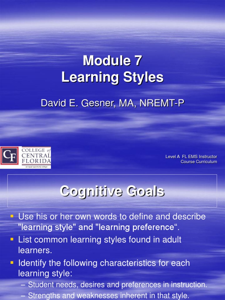 Module 7 Learning Styles | PDF | Learning Styles | Teachers