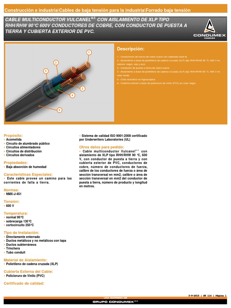 Catálogo de Cables Multiconductores Condumex | PDF | Cobre | Cableado ...