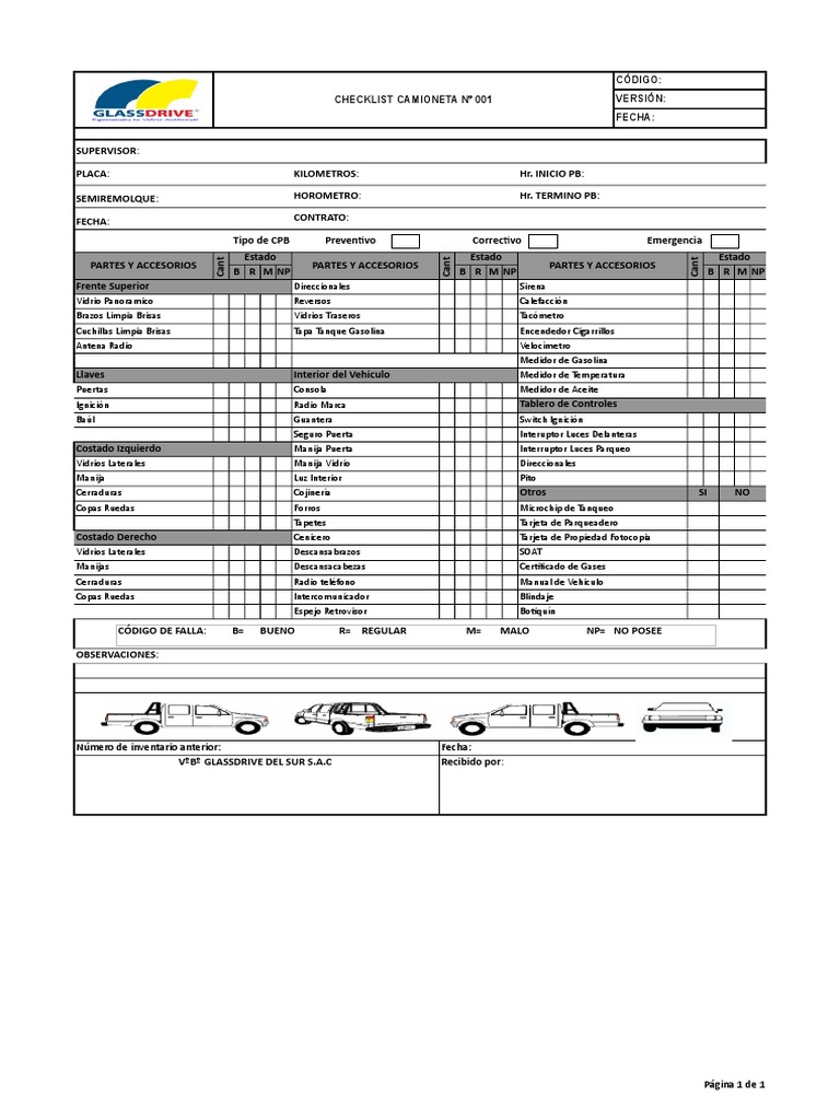 Formato Check List De Vehículos – YVLN