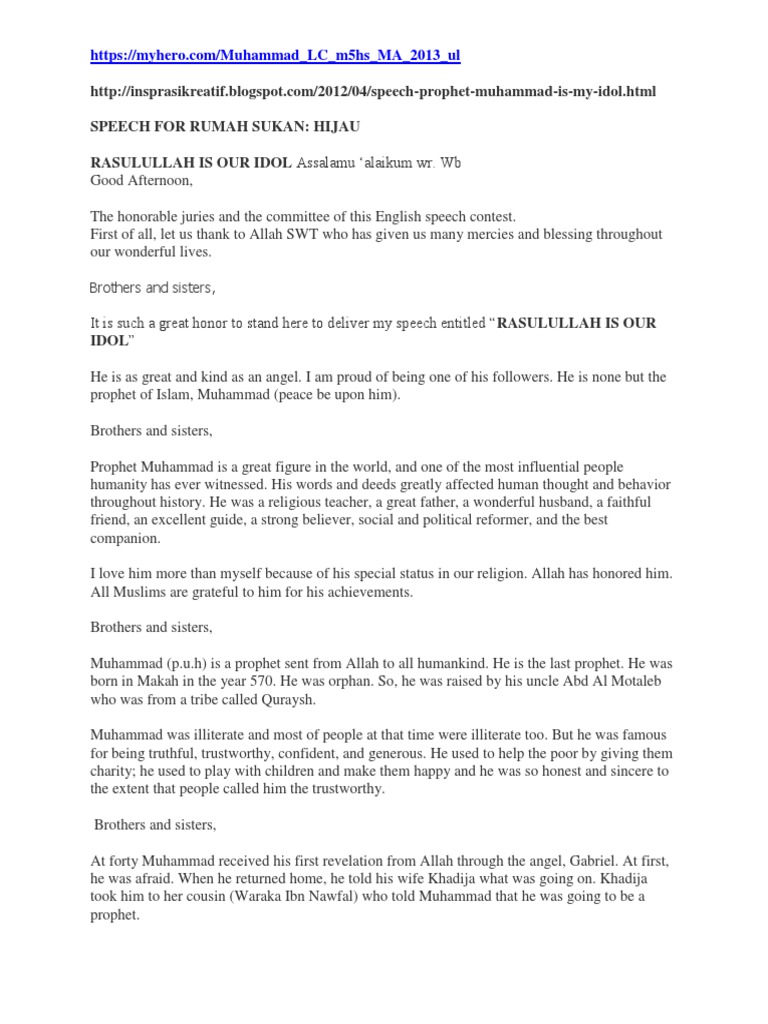 The Prophet Muhammad Saw | PDF | Muhammad | Prophets And Messengers In ...