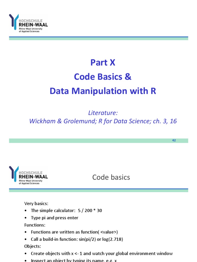 Code Basics & Data Manipulation with R: An Introduction to Functions, Objects, Vectors, Tibbles ...