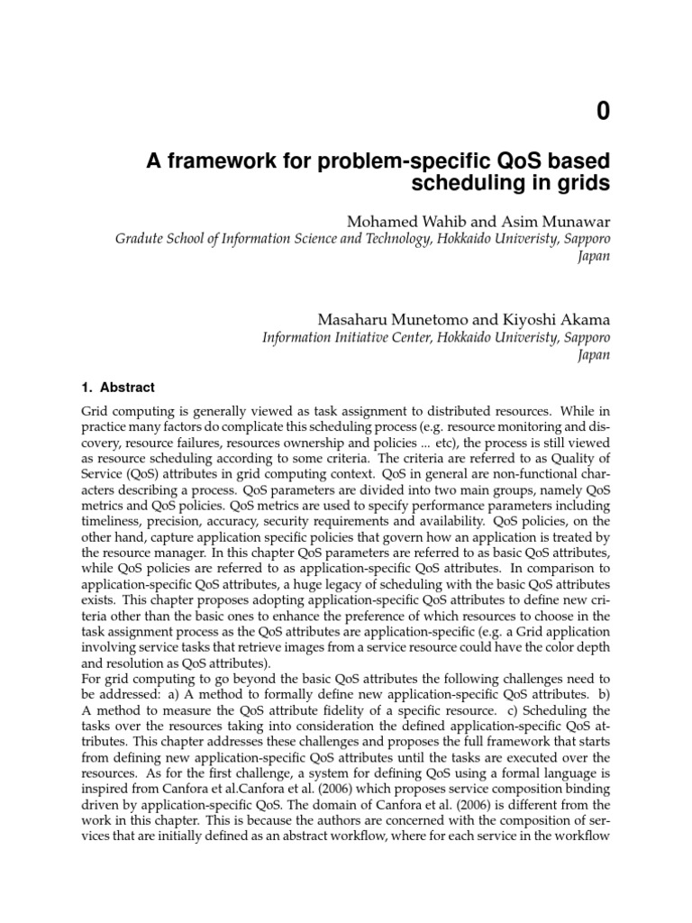A Framework For Problem Specific Qos Based Scheduling in Grids | PDF | Service Oriented ...