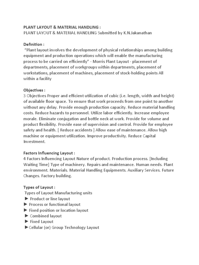 Plant Layout & Material Handling | PDF | Crane (Machine) | Warehouse