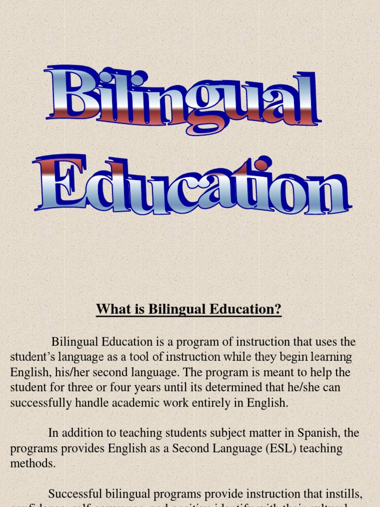 Understanding Bilingual Education Models | PDF | English As A Second Or ...