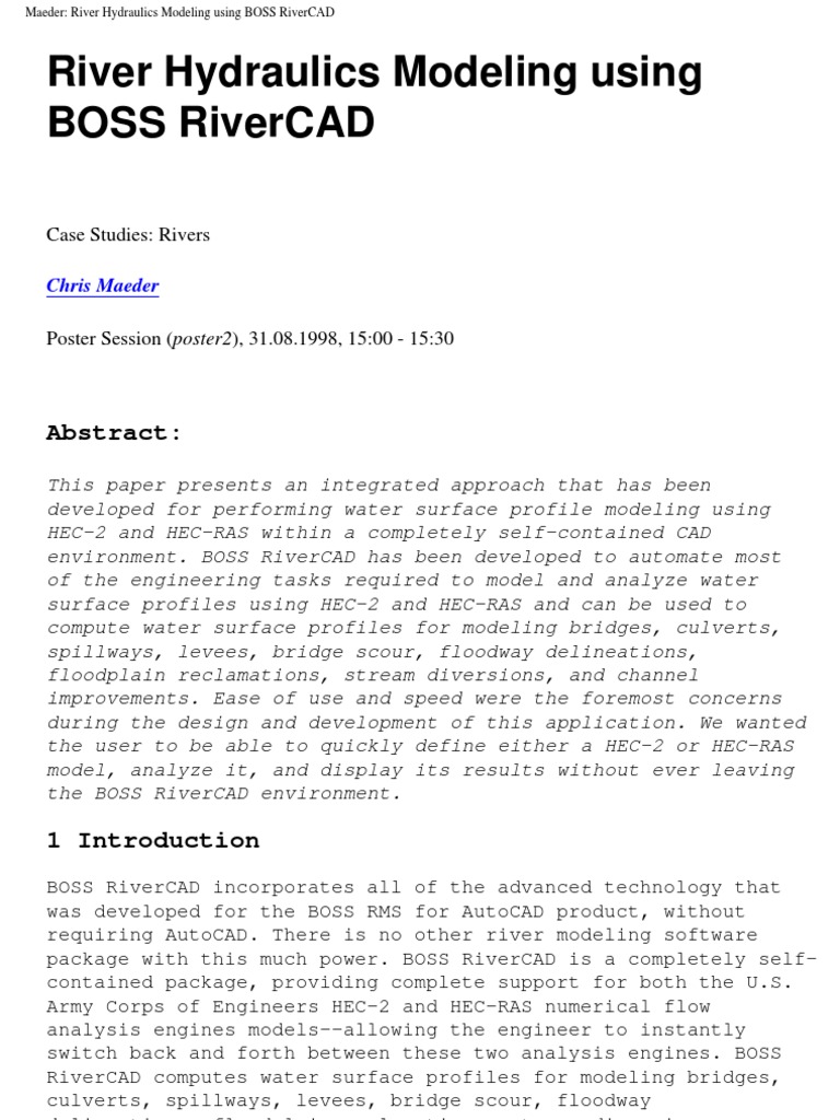 River Hydraulics Modeling Using Boss Rivercad: Abstract | PDF | Civil ...