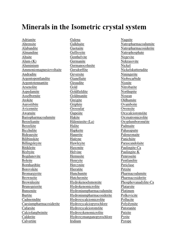Mineral Sistem Isometrik | PDF | Minerals | Classification Of Minerals