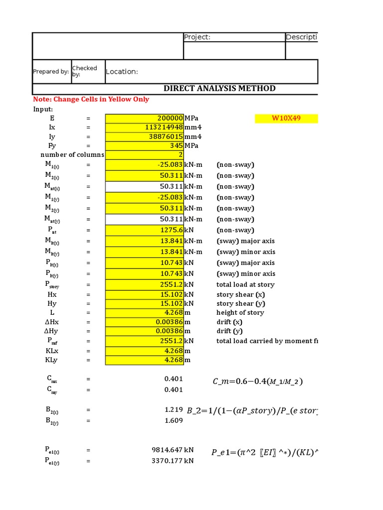 Direct Analysis Method: Project: Description | PDF | Buckling | Solid ...