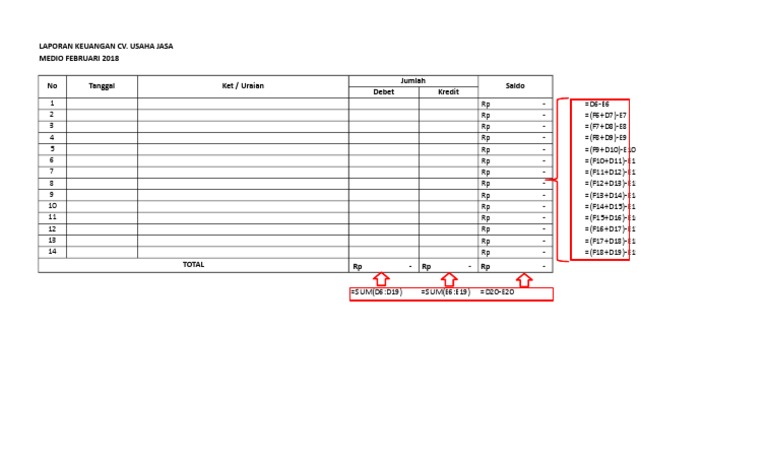 Contoh Pembukuan Sederhana Microsoft Excel | PDF
