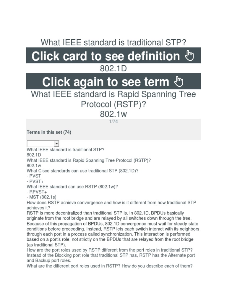 IEEE STP and RSTP Standards Guide | PDF | Computer Network | Computer Networking