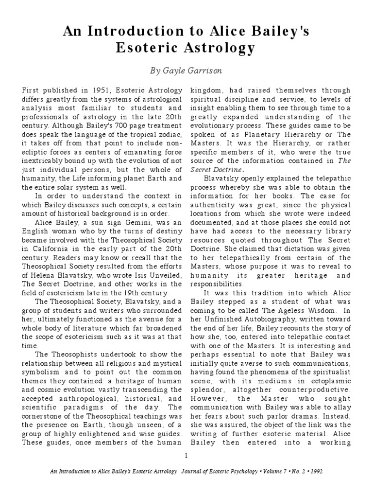 An Introduction To Alice Bailey's Esoteric Astrology: B y Gayle ...