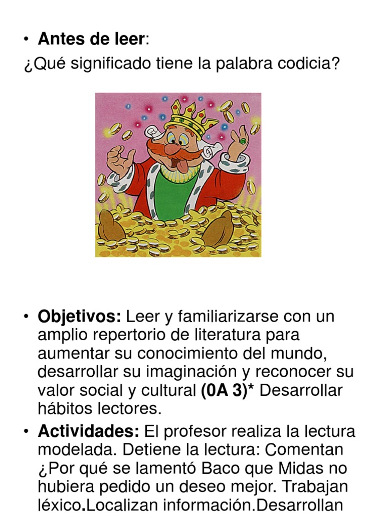 El Rey Midas: Cuento y Moraleja | PDF | Fantasía | Cuentos