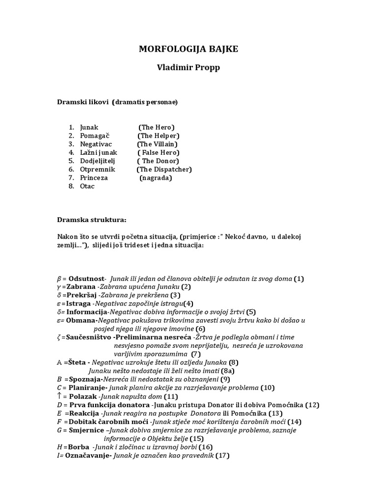 Morfologija Bajke | PDF