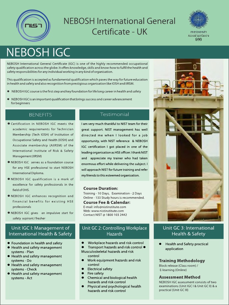 03-NEBOSH-IGC Brochure PDF | PDF