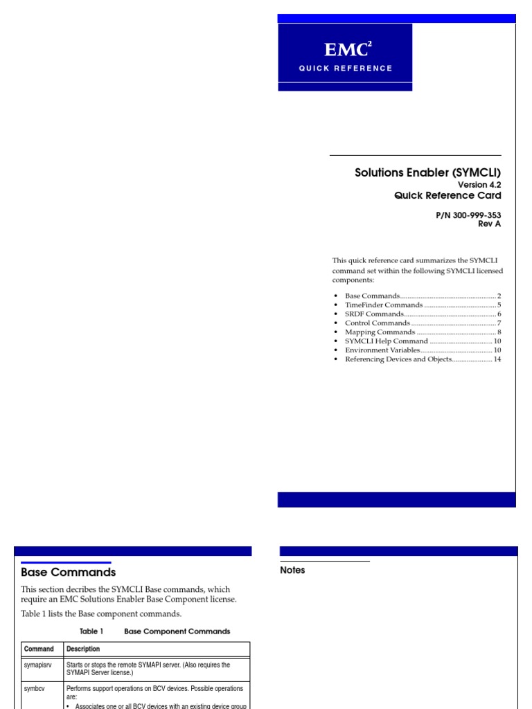 Solutions Enabler Quickref Guide | PDF | Database Schema | Databases
