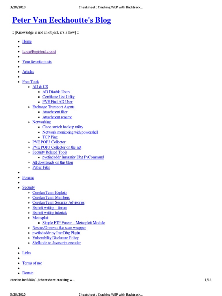 BT4 WEP Cheat Sheet | PDF | Transmission Control Protocol | Computer ...
