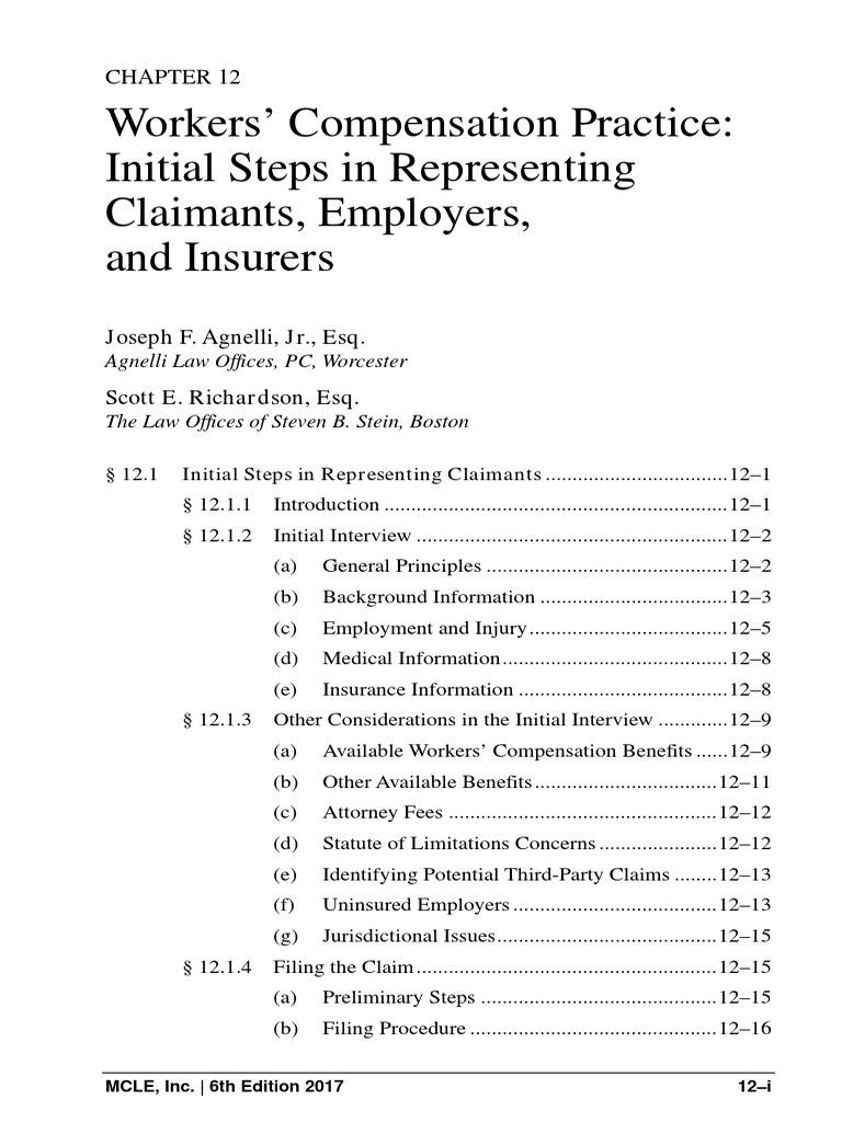 Workers' Compensation Practice: Initial Steps in Representing Claimants ...
