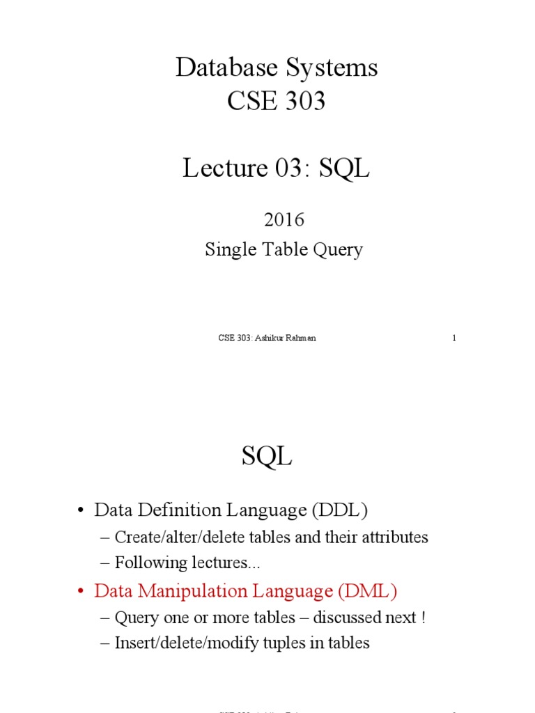 Lecture 17 | PDF | Sql | Computer Data